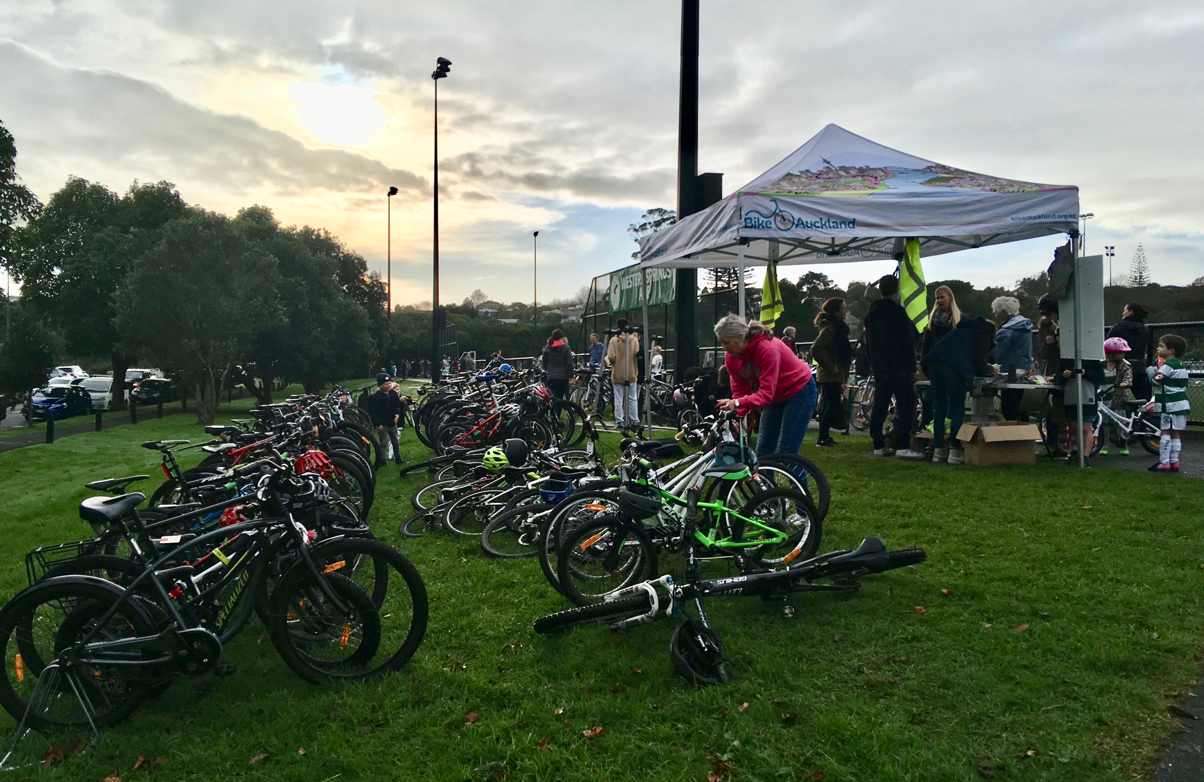 Bike to Football Seddon Fields Week 2 tent - Bike Auckland