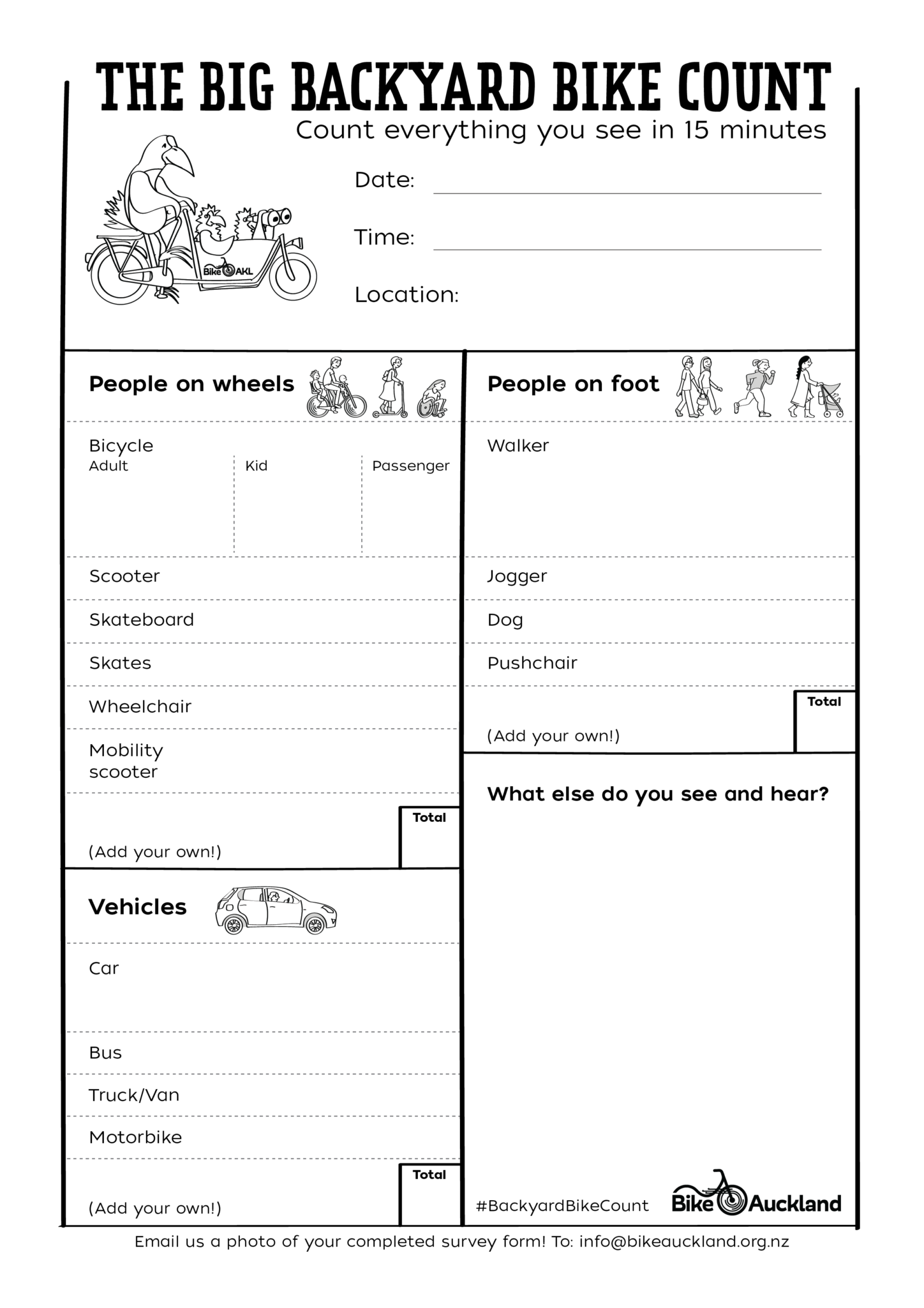 The Big Backyard Bike Count - let's do this! - Bike Auckland